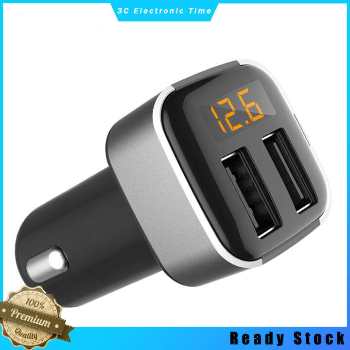 Dual USB Car Charger Volt Meter Car Battery Monitor with LED Voltage ...