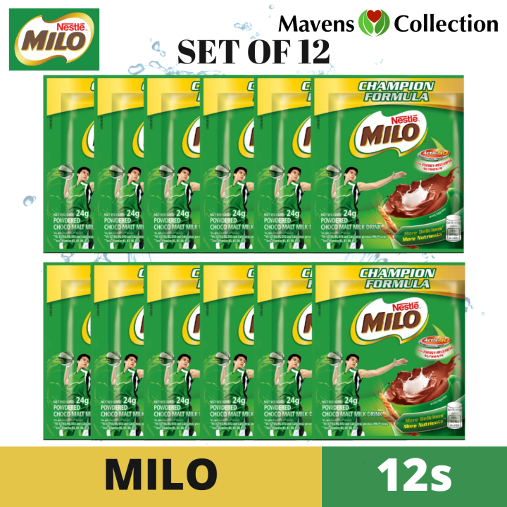MILO Activ-Go with Energy-Releasing Nutrients 24g (SET OF 12) Powdered ...