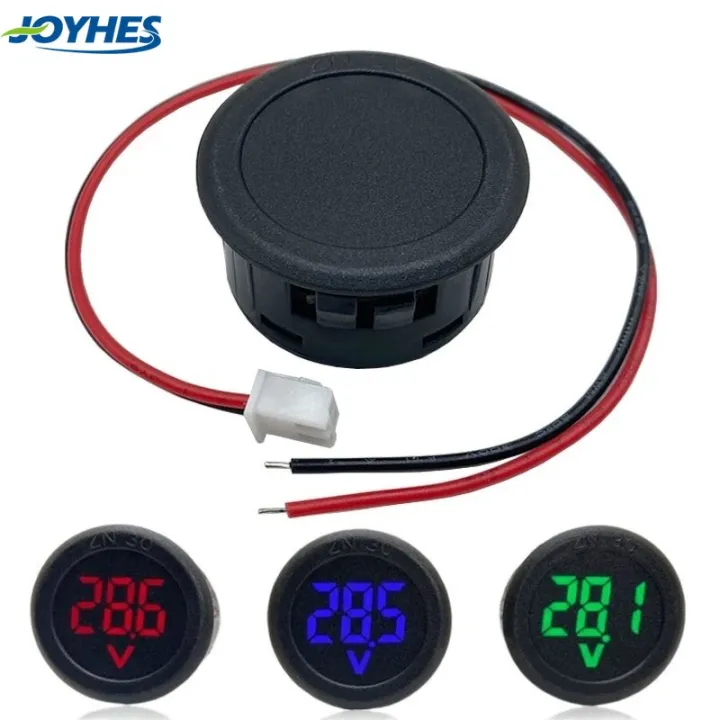 Voltmeter Digital Mini Bulat DC 4-100V Volt Tegangan Tester Monitor ...