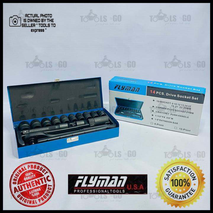 FLYMAN USA 14pcs 1/2 Dr. Socket Set HEXAGONAL TYPE | Lazada PH