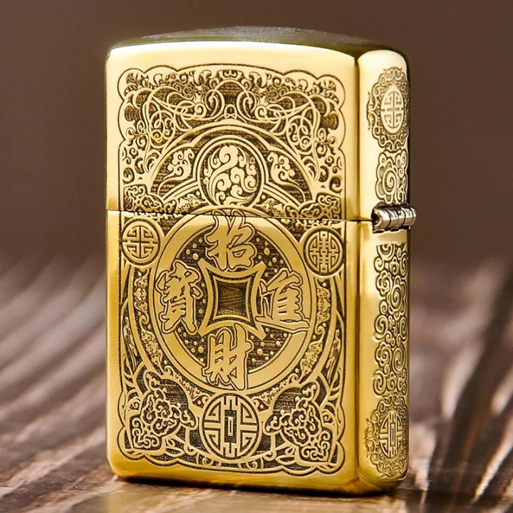 Zippo Zhibao original genuine lighter pure copper armor lucky brave windproof kerosene men ...