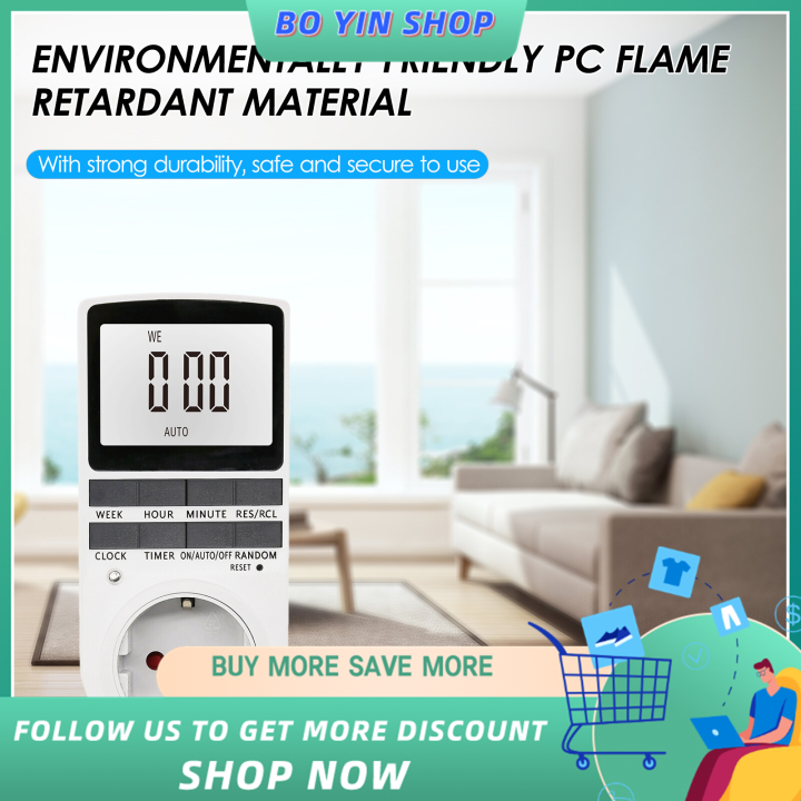 BO YINDigital Timer Switch Socket Digital Electronic Timer Switch LCD Display Plug-in ...