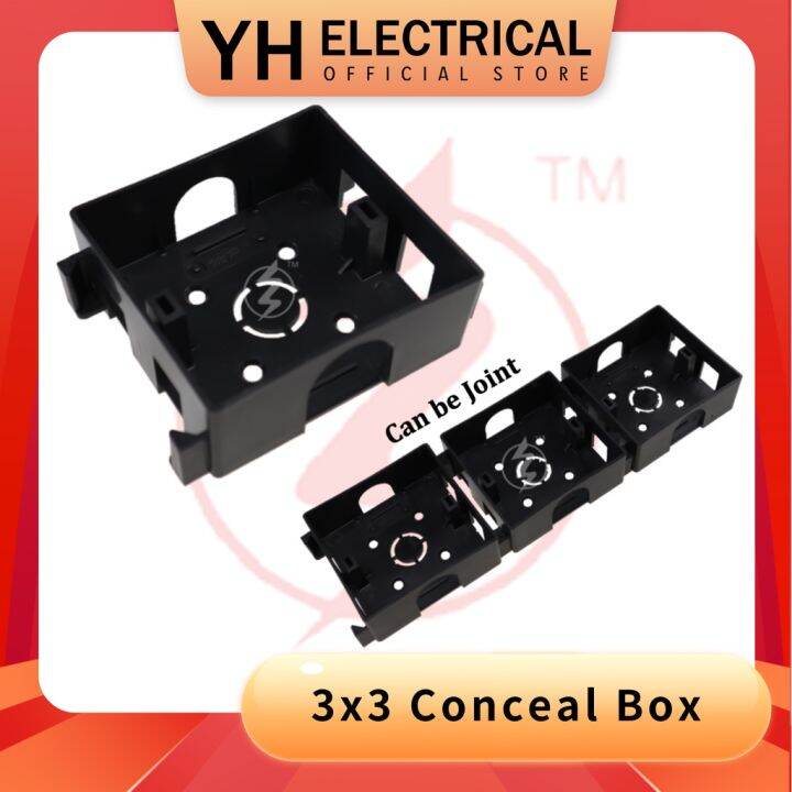 3x3 Conceal Box -Joint / 3x3 PVC Black Box / Single Conceal Base | Lazada