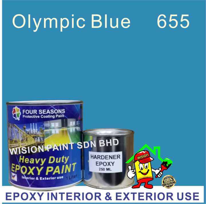 olympic blue 655 1L ( 1 Liter ) Four Seasons / New Epoxy Floor Paint ...