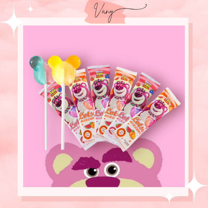 [Lẻ 1 cái] Kẹo Mút Trái Cây Mix Gấu Dâu Lotso Dâu Tây Việt Quất Dưa Hấu ...