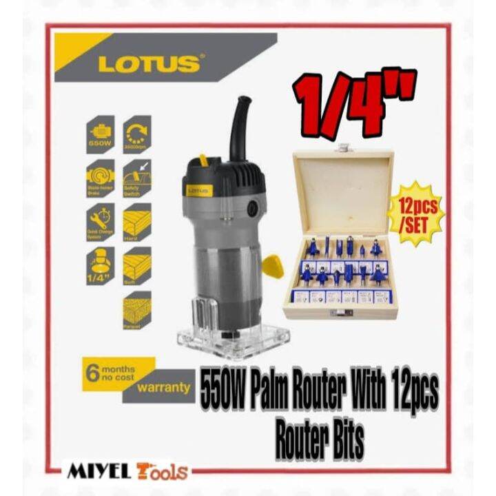 Lotus Palm Router/ Trimmer 550W LTPR550X WITH Router Bits 12PCS/SET 1 ...