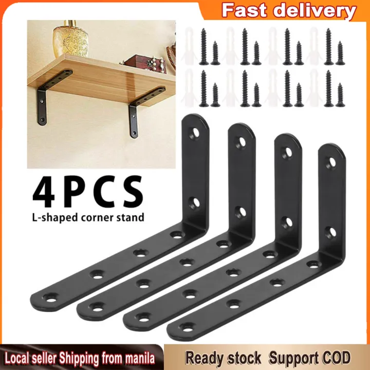 4Pcs Right Angle Shelf Bracket Stainless Steel 90 Degree Support Heavy ...