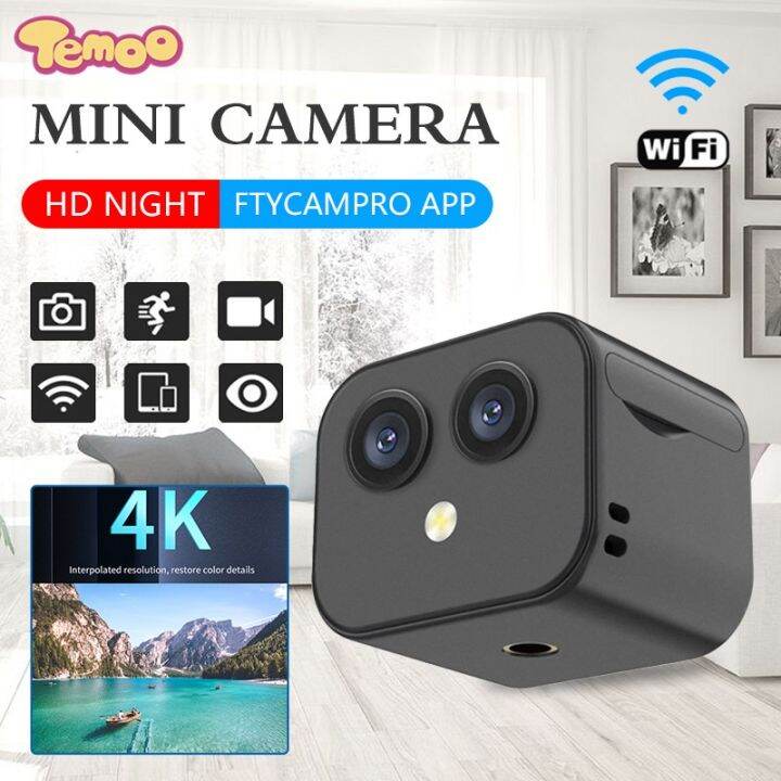 Temoo Mini Dual Camera Wifi 4K HD Infrared Night Vision Surveillance ...