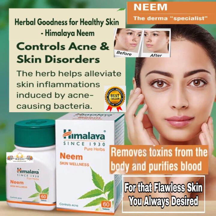 Himalaya Neem Controls Pimple And Acne 60 Tablets For that Flawless ...