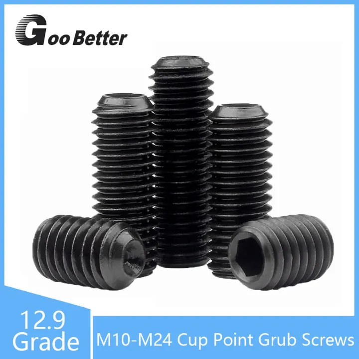 M10 M12 M14 M16 M18 M20 M22 M24 Cup Point Grub Screws 12.9 Grade Hex Hexagon Socket Allen Set ...