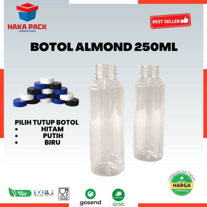 Botol Plastik Almond 250ml / JUS / KOPI | Bulat Short Neck/100 pcs ...