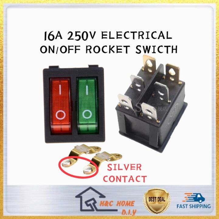 1Pcs 2 Position 6pin On-Off Rocker Switch 16A 250v | Electrical with ...