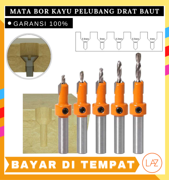 COD - BERGARANSI [JGZUI MATA BOR KAYU PELUBANG DRAT BAUT BIT ROUTER 8MM ...