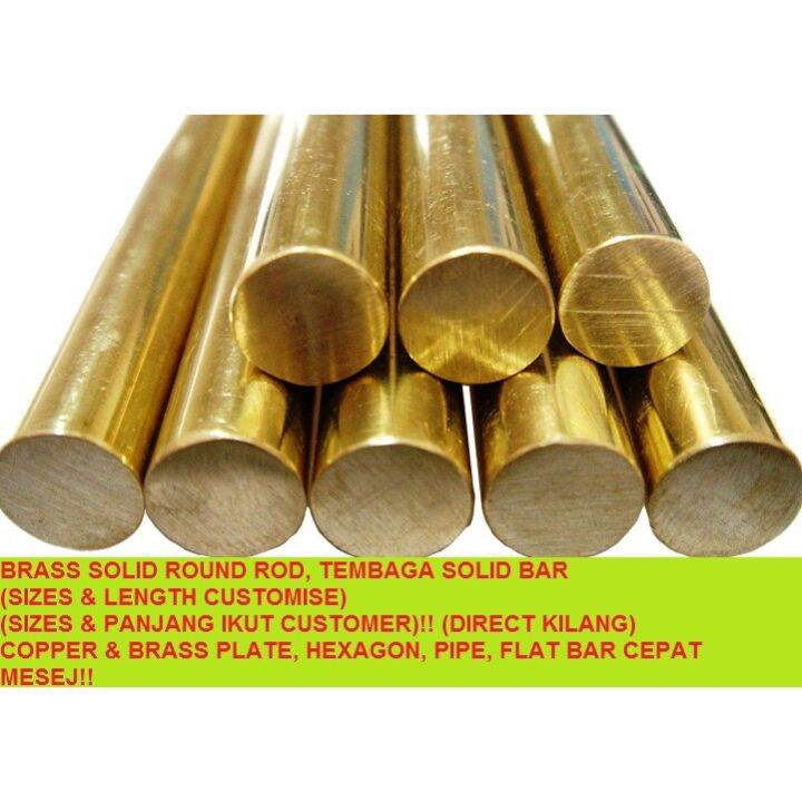 BRASS SOLID ROUND ROD, TEMBAGA SOLID BAR X 1 FT (KAKI) (SIZES & LENGTH ...