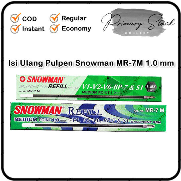 Isi Pulpen Snowman Refill 1.0 mm Tipe MR-7M V1 V2 V6 BP 7 S1 Isi 12 Pcs ...