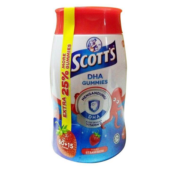 Scott's DHA Gummies (60+15 Gummies) [Strawberry] | Lazada