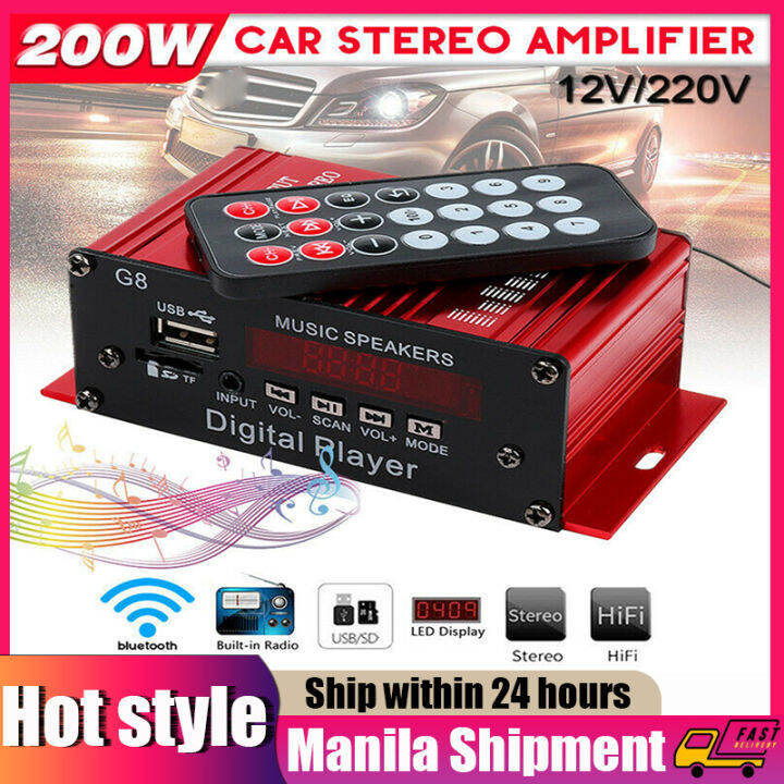 Original Mini power amplifier with bluetooth 100W+100W 12V 2CH Car ...