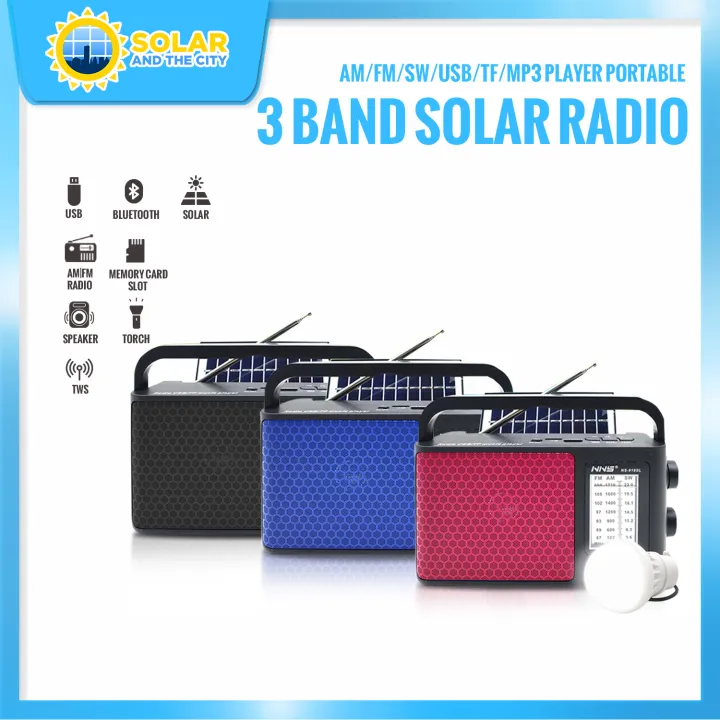 S&C Solar Bluetooth Radio NS-919SL AM/FM/SW 3 Band Radio USB/TF music ...