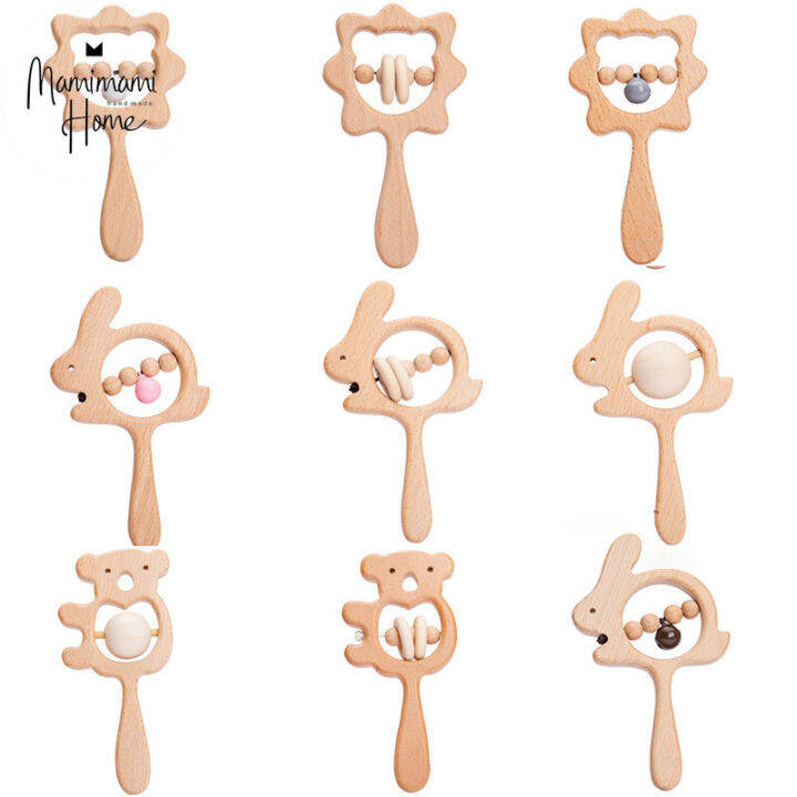 Mamimami Home Baby Rattle 1PC Natural Beech Wood Non-toxic Wooden ...