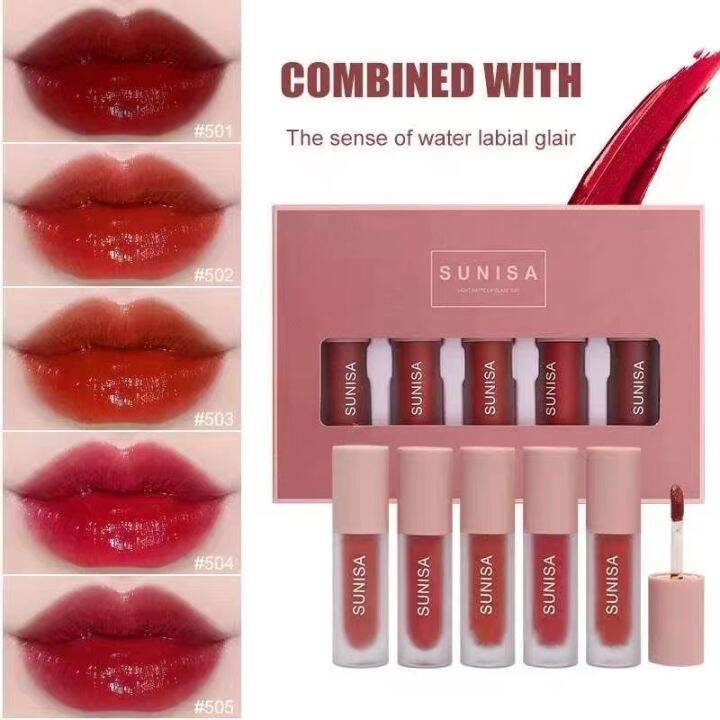 SUNISA Lipstick Set 5 in 1 Matte Waterproof Lipstick Set Gift Lips ...
