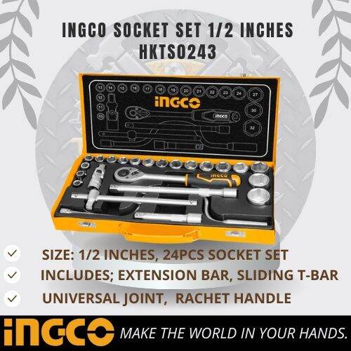 INGCO 24pcs Socket Set 1/2 inch HKTS0243 | Lazada PH
