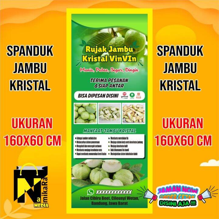 Spanduk Banner Backdrop Jambu Kristal / ukuran 160x60 cm / bisa COD ...