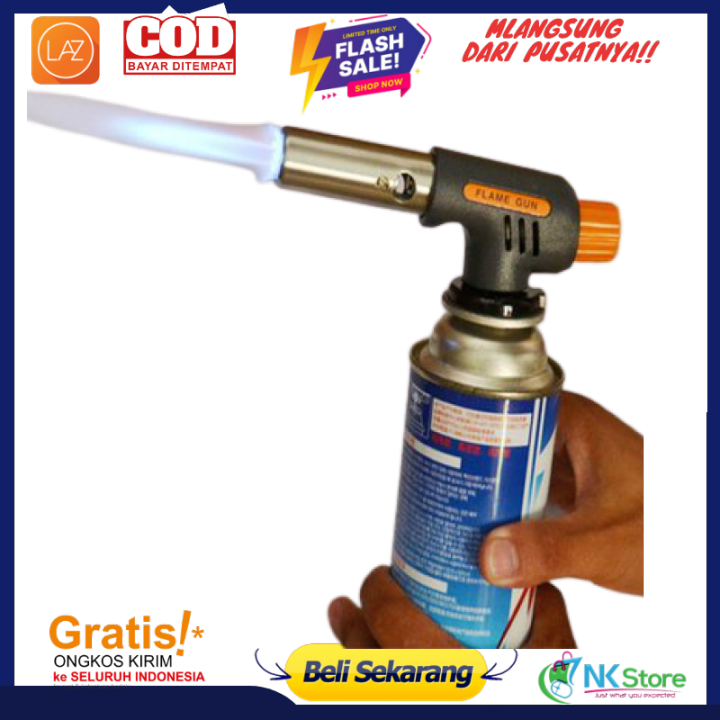 COD-Gas Torch Pemantik Api Kepala Obor Flame Gun Otomatis Butane Alat Korek Kompor Camping BBQ ...