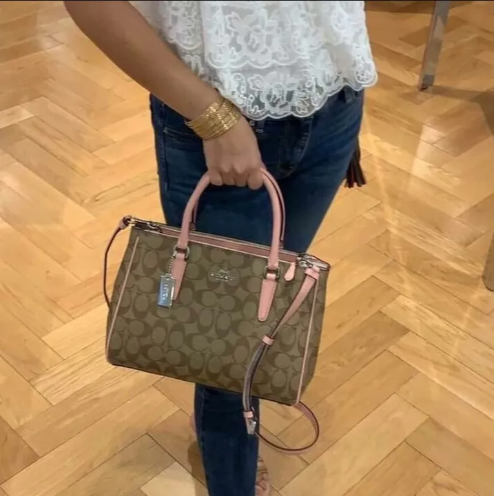 Original Coach Mini Surrey Carryall in Signature Canvas F67027 - Khaki ...