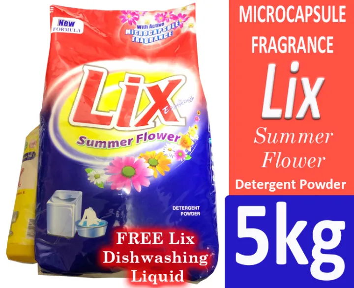 Lix Detergent Powder 5kg with free 400g Dishwashing Liquid Lemon or ...