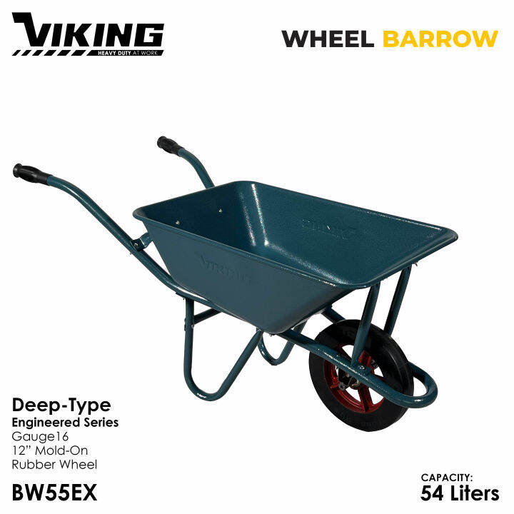 Wheelbarrow Deep-Type 13inch Solid Tire 54 Liters Capacity Garden Cart ...