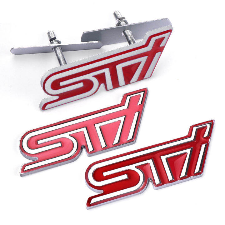 Car Styling New 3D Metal STI logo Front Grille Sticker Emblem Badge for ...