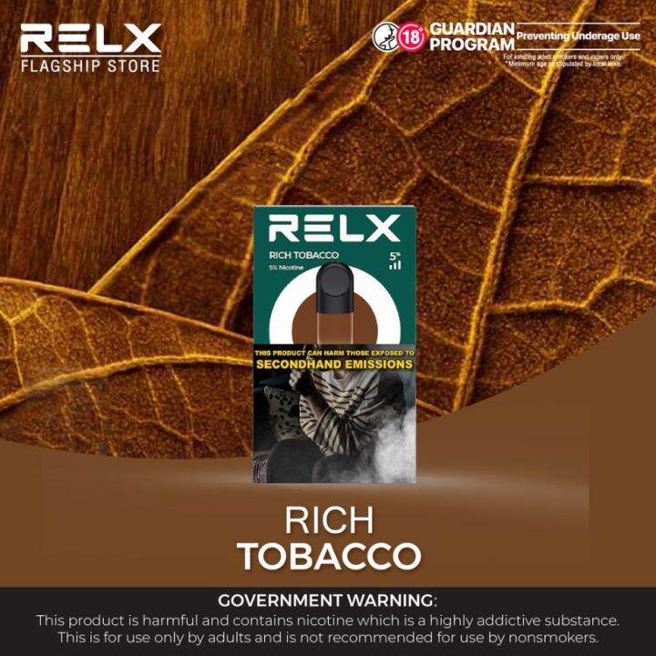 RELX Pod Pro 2 - Pod Pack Rich Tobacco 50mg/g GHW (Vape Juice) Single ...