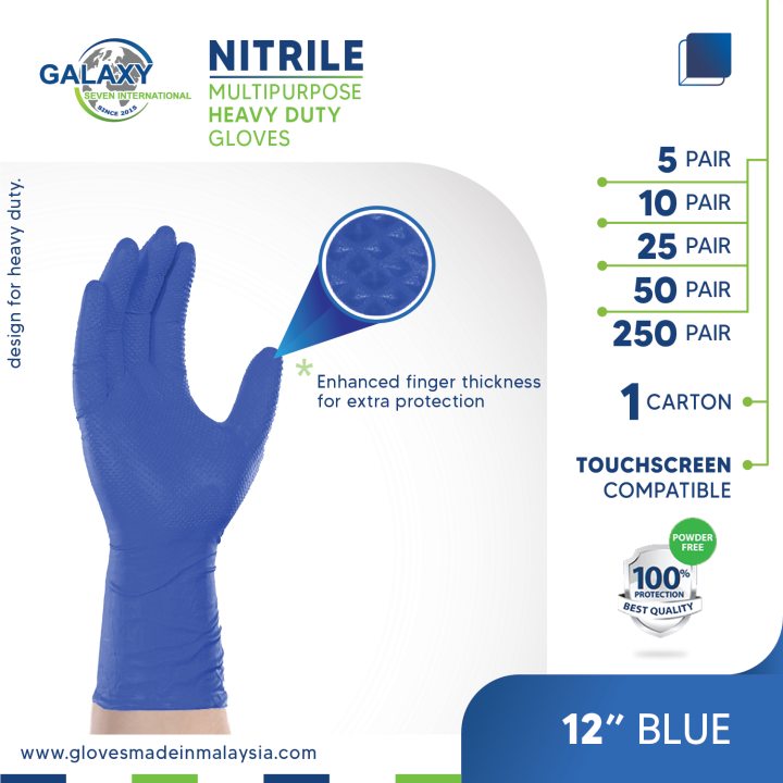 Heavy Duty Nitrile Diamond Grip Gloves 500 Pcs - Blue | Lazada