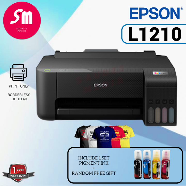 Epson EcoTank L1210 A4 Ink Tank Printer with Pigment Ink For Tshirt ...