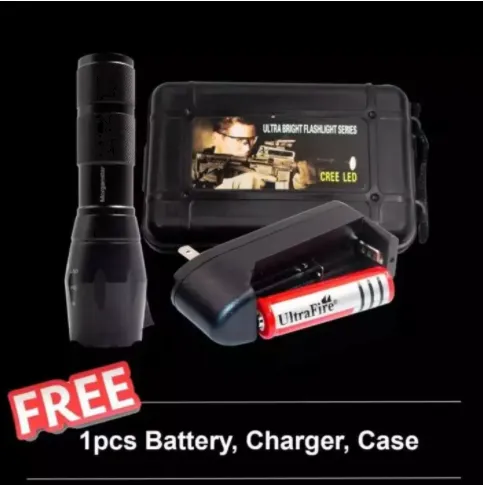 Ultra Bright CREE XML T6 LED 5 Mode Bright Zoom Flashlight Splashproof Torch with Free Night ...