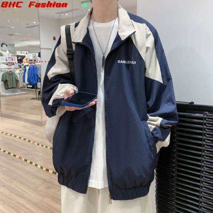 เสื้อแจ็กเก็ตแฟชั่นสำหรับผู้ชายทรงหลวมสไตล์ Ins เสื้อแจ็คเก็ตคอตั้ง ...