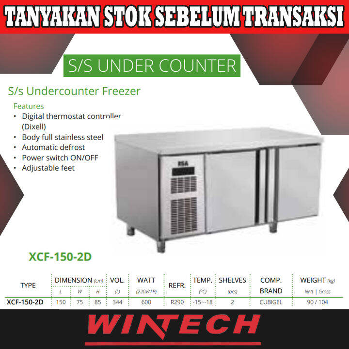RSA XCF-150-2D SS Kitchen Refrigeration Undercounter Freezer 2 Pintu ...