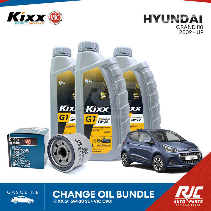 Kixx G1 Fully Synthetic 5w-30 Gasoline Change Oil Bundle Set Hyundai Grand i10 / i10 2009 - Up 3 ...