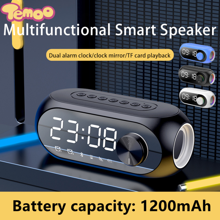Temoo ลำโพงบลูทูธไร้สายแบบ S8 Led แสดงผลความละเอียดสูงมัลติฟังก์ชั่สเตอริโอลำโพงเบสการ์ดวิทยุเอฟ ...