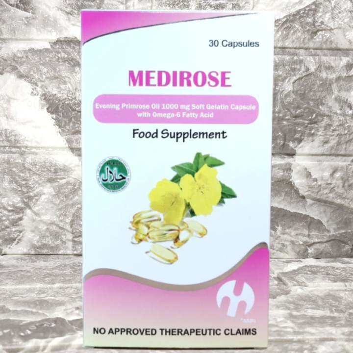 MEDIROSE Evening Primrose Oil 1000mg with Omega 6 Fatty acid 30 ...