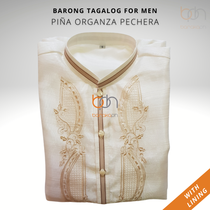 Barong Tagalog For Men Formal Piña Organza Chinese Collar Sports