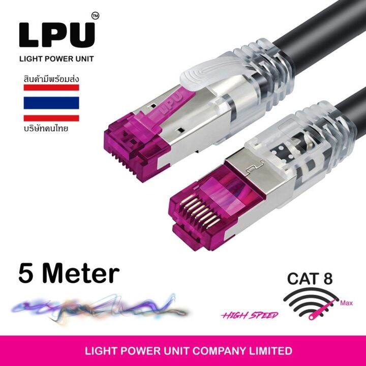 LPU สายแลน Cat8 ยาว 5 เมตร 40Gbps 2,000 MHz สำเร็จรูป เข้าหัว RJ45 OFC 50U สำเร็จรูปพร้อมใช้งาน ...