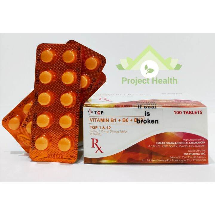 Vitamin B Complex B1 + B6 + B12 TGP 1-6-12 1 box=100 tablets | Lazada PH