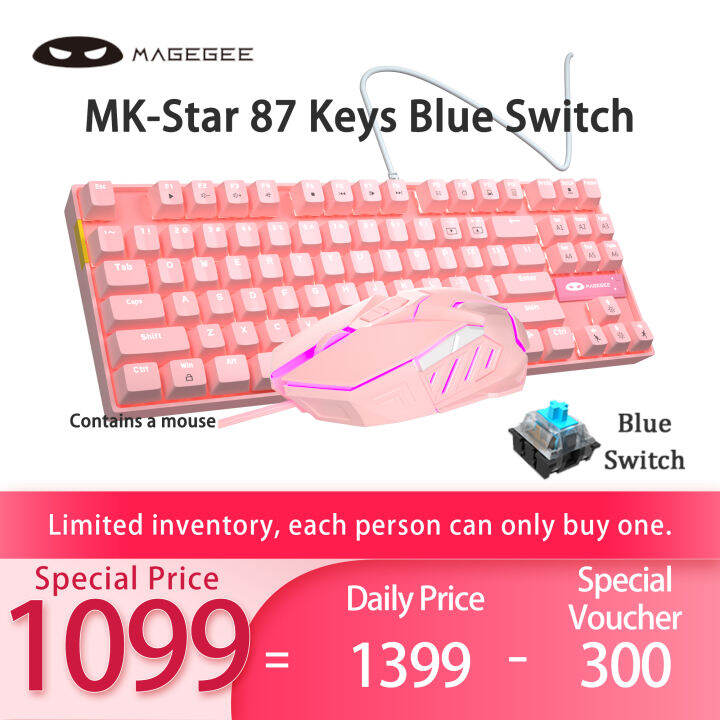 MageGee MK-star Mechanical Gaming Keyboard and Mouse Set Blue Switch ...