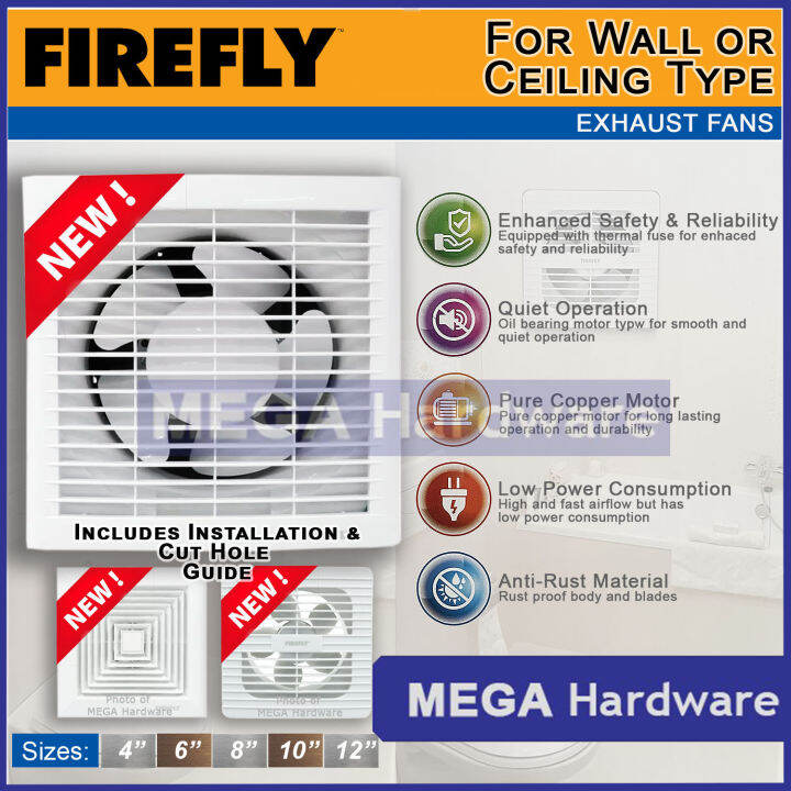FIREFLY Exhaust Fan for Ceiling / for Wall (4", 6", 8", 10", 12 ...