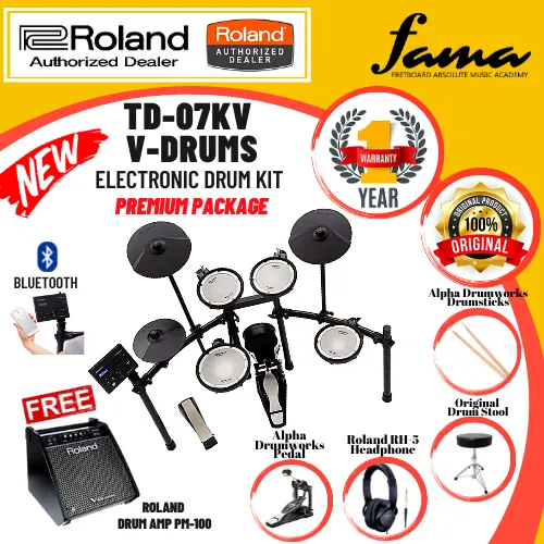 [FAMA]Roland TD-07KV V-Drums Electronic Drum Kit Digital Drum Set PREMIUM PACKAGE | Lazada