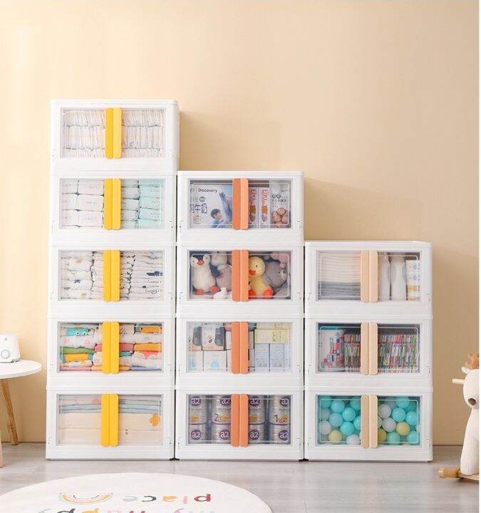 Front Door Opening Collapsible Storage Box with Lid and Wheels 32L 72L ...