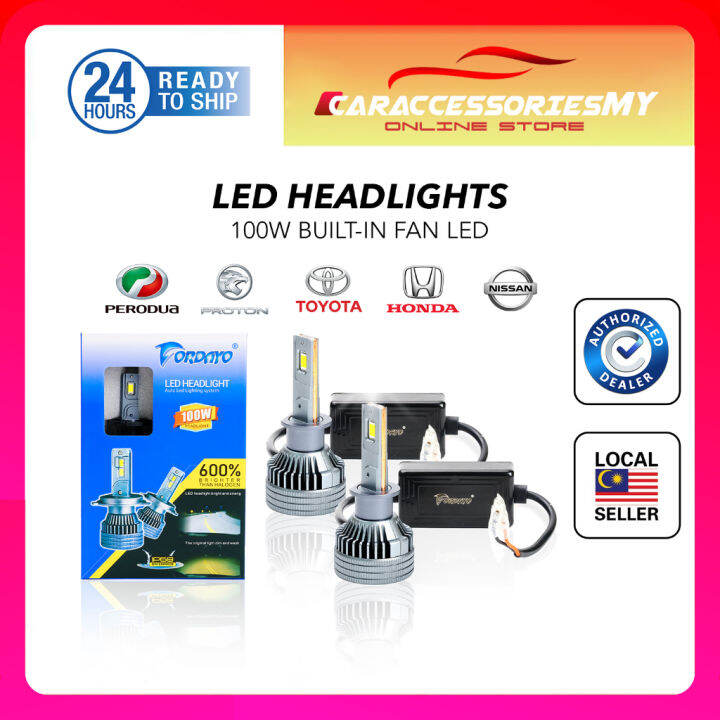Fordayo LED headlight 100w h4 h11 hb4 hb3 9012 h1 myvi alza bezza axia ...