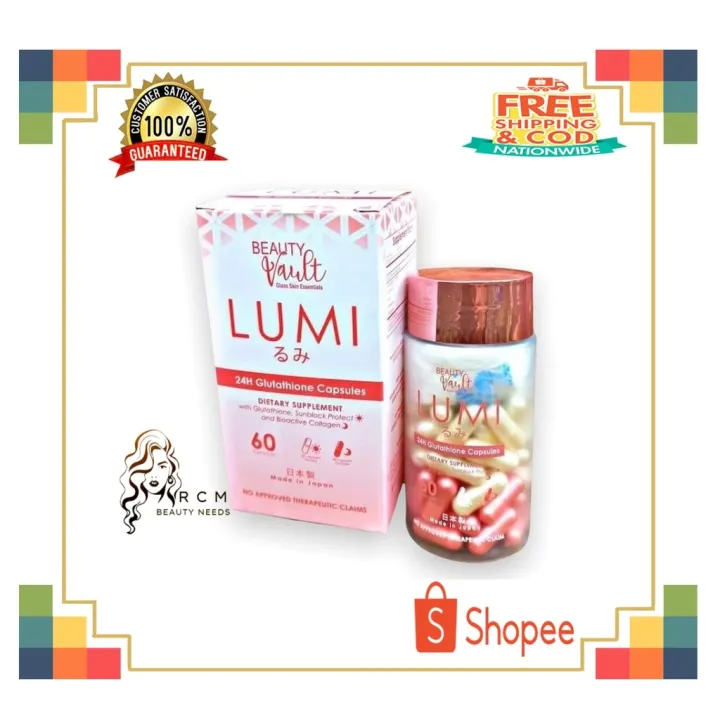Original Effective LUMI 24H Glutathione Capsules Whitening by Beauty Vault (60 Capsules) Japan ...