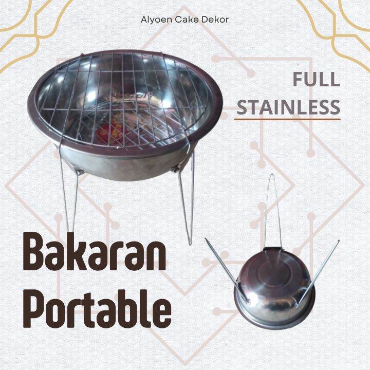 Full Stainless Bakaran Arang Diameter 32cm Panggangan Sate Tempat ...
